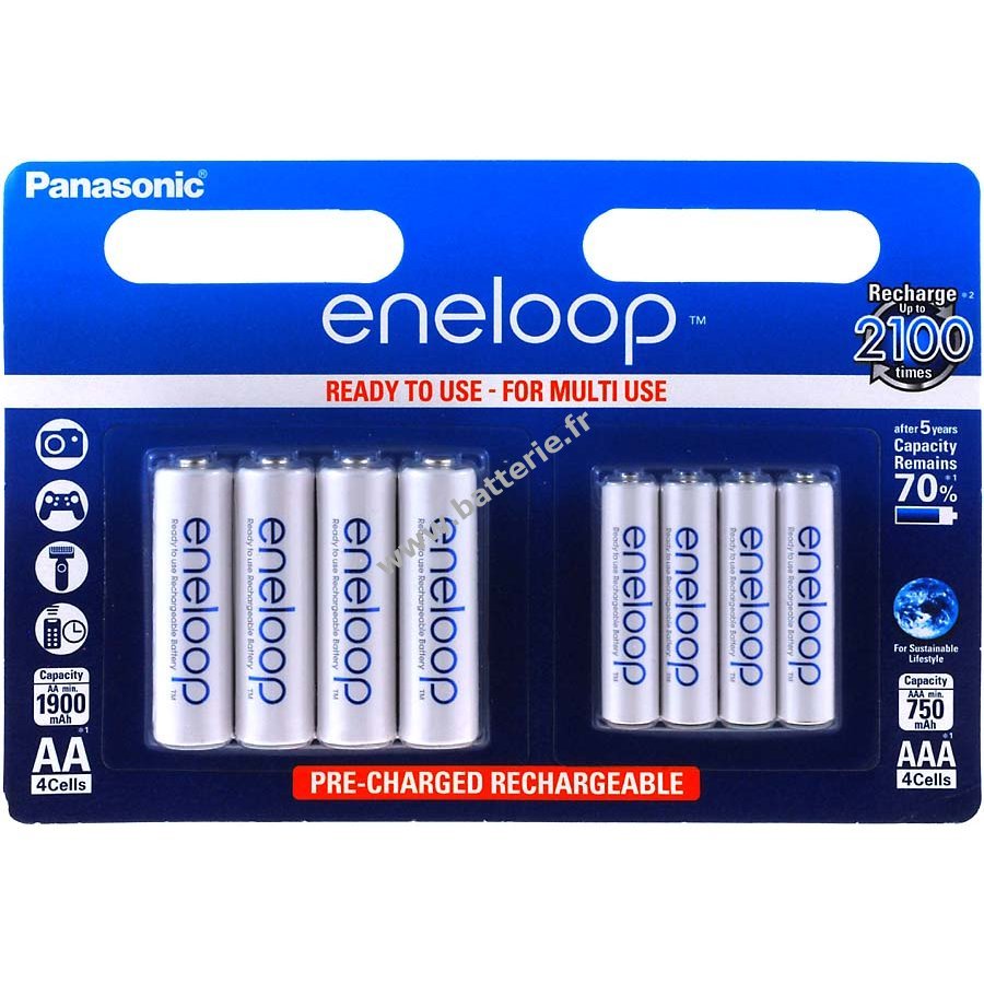 Panasonic Eneloop Batterie Aa Aaa 2x Blister De 4 Type Bk